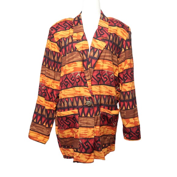 Vintage | Jackets & Coats | Vintage 8s Orange And Brown Funky Geometric ...